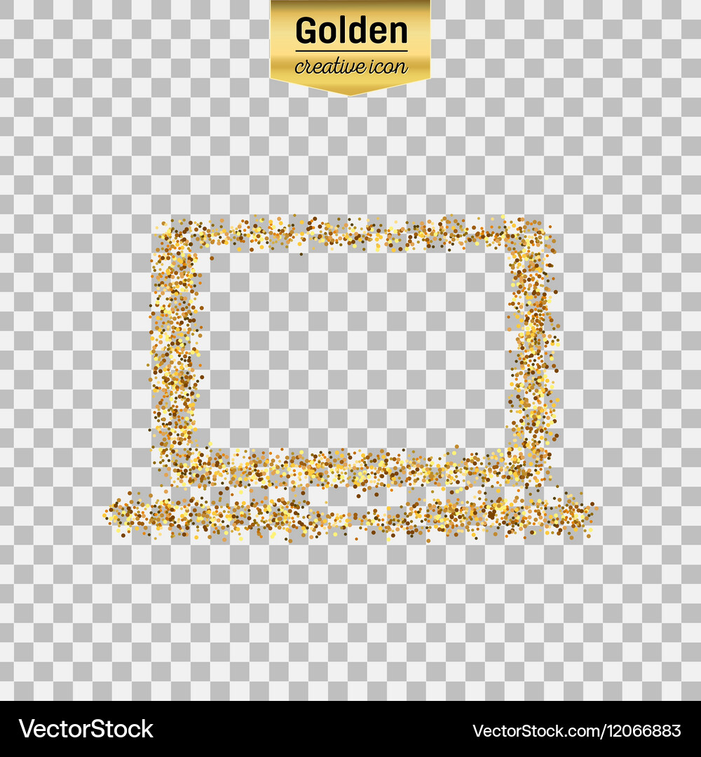 Gold glitter icon of computer isolated Royalty Free Vector
