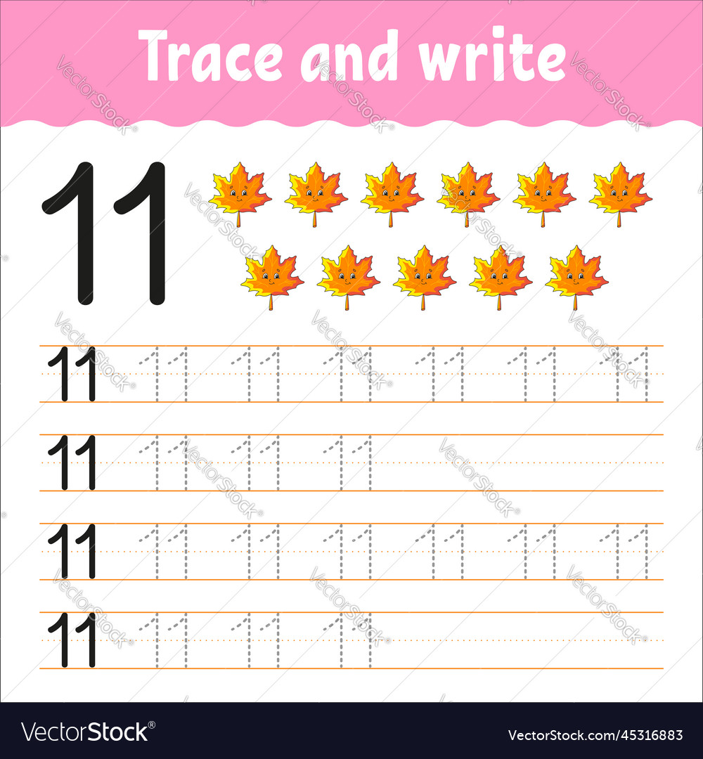 Learn numbers trace and write handwriting Vector Image