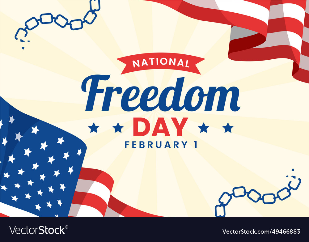 National freedom day on 1 february with usa flag Vector Image National freedom day on 1 february with usa flag Vector Image