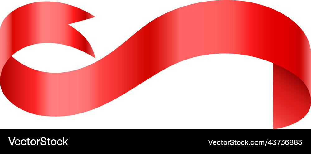 Red ribbon realistic silk textile flag mockup Vector Image