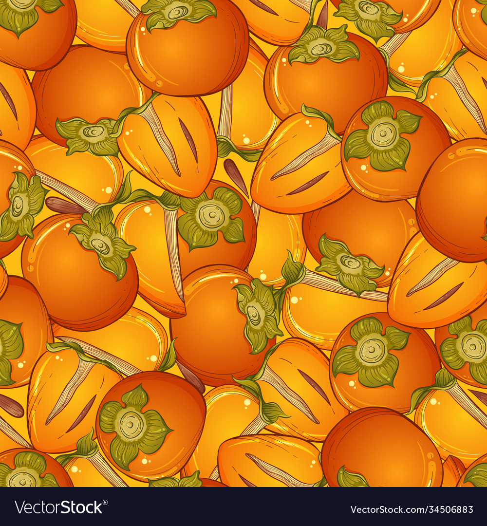 Ripe persimmon seamless pattern Royalty Free Vector Image