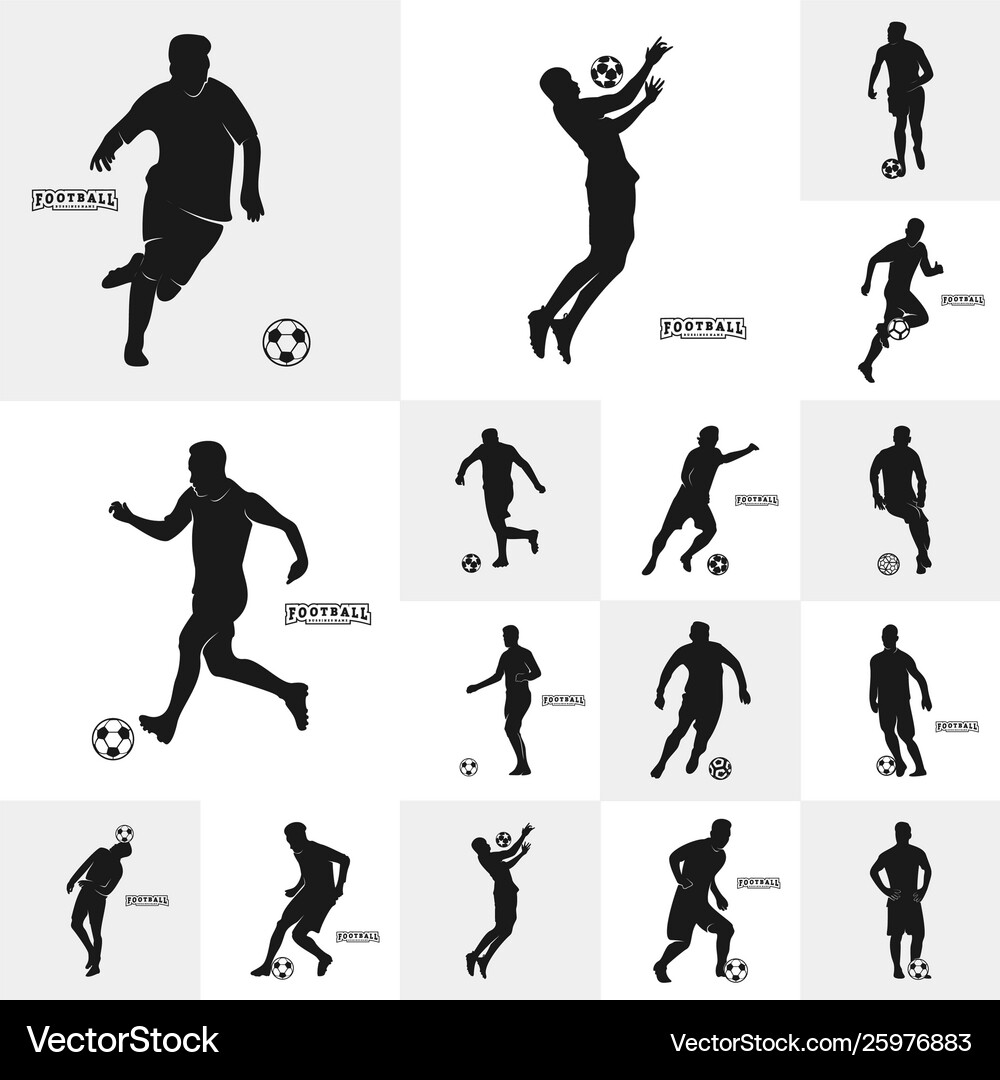 Set football player silhouette Royalty Free Vector Image