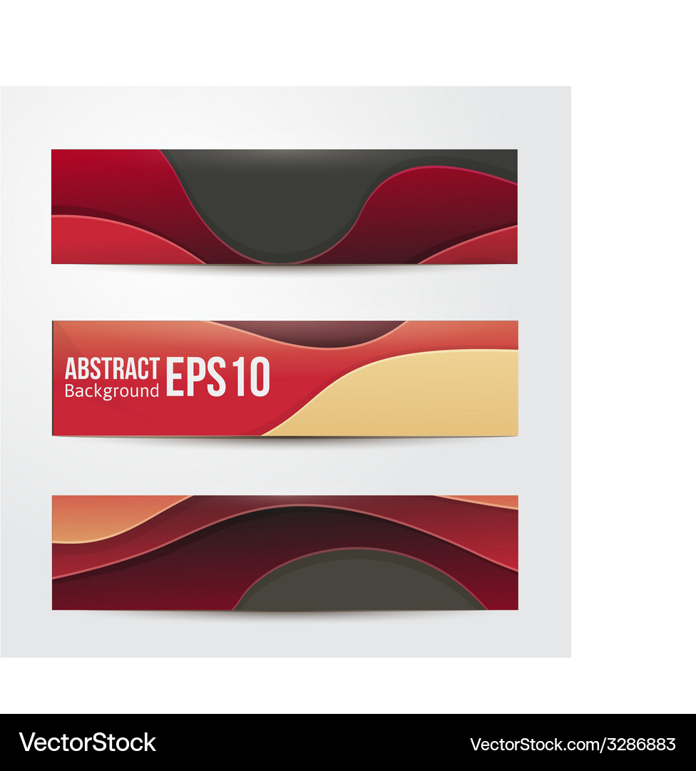 Set of abstract red banners three background Vector Image