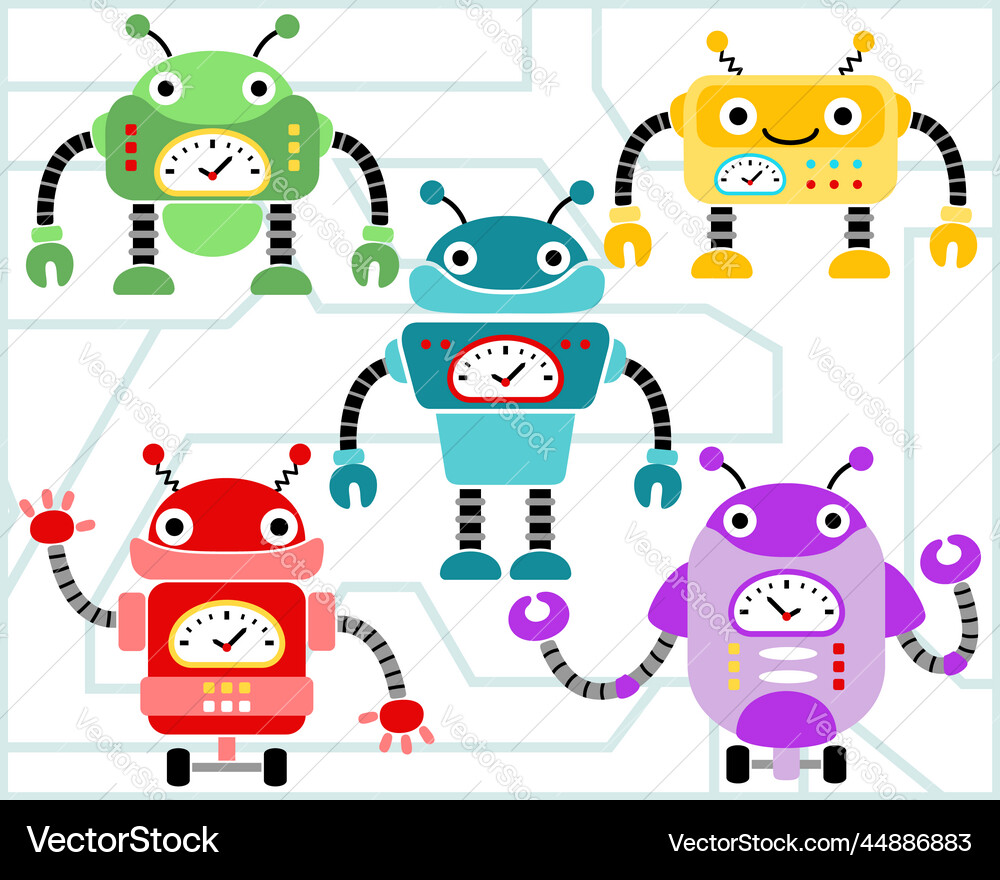 Set of robots cartoon Royalty Free Vector Image