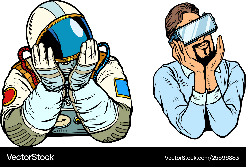 Set thinker dreamer man astronaut and man in vr Vector Image