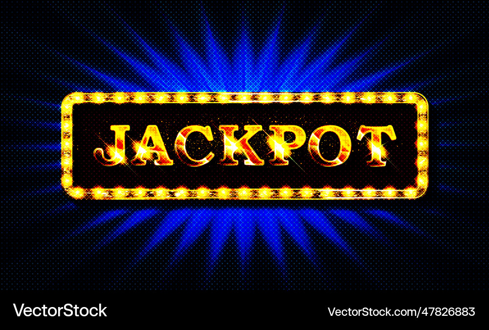 Shining sign jackpot with golden crown Royalty Free Vector