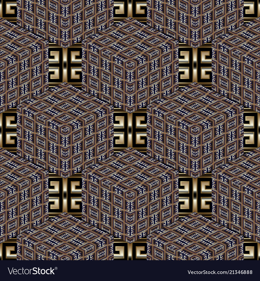 3d cubes abstract greek seamless pattern Vector Image 3d cubes abstract greek seamless pattern Vector Image