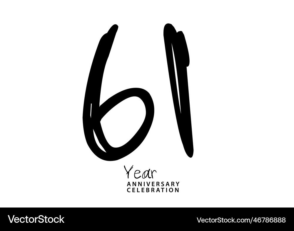 61 year anniversary celebration black color Vector Image