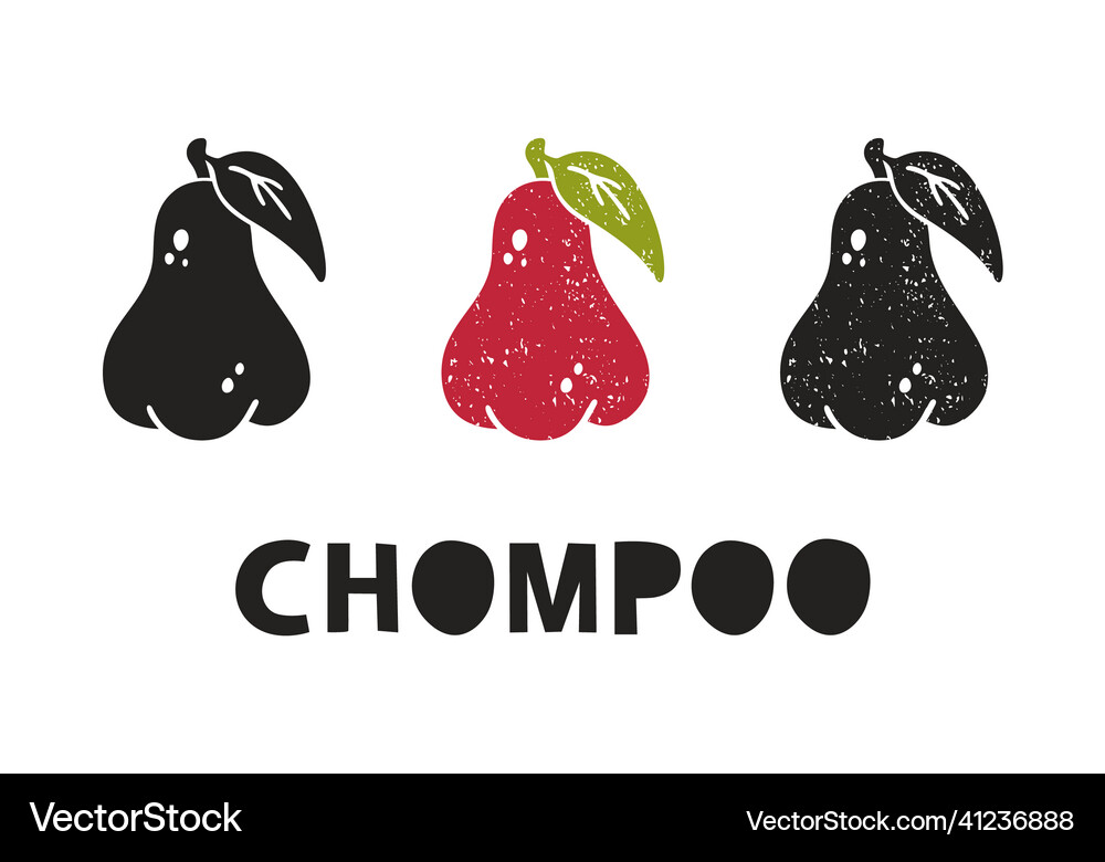 Chompoo silhouette icons set with lettering Vector Image