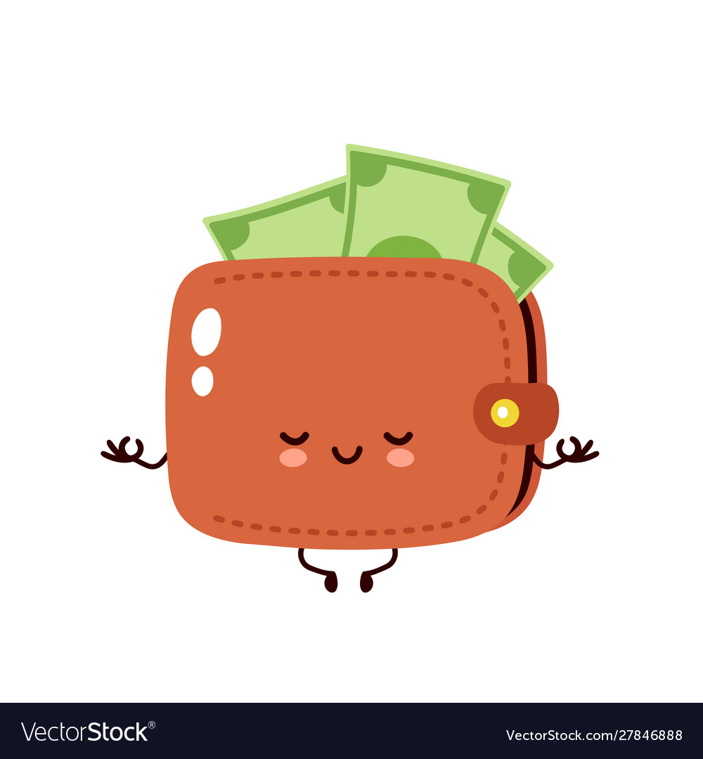 Cute happy money banknote wallet meditate Vector Image Cute happy money banknote wallet meditate Vector Image