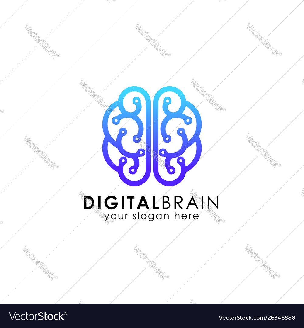 Digital brain logo design template electric Vector Image