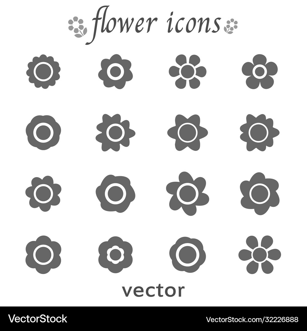 Flower icons set Royalty Free Vector Image - VectorStock