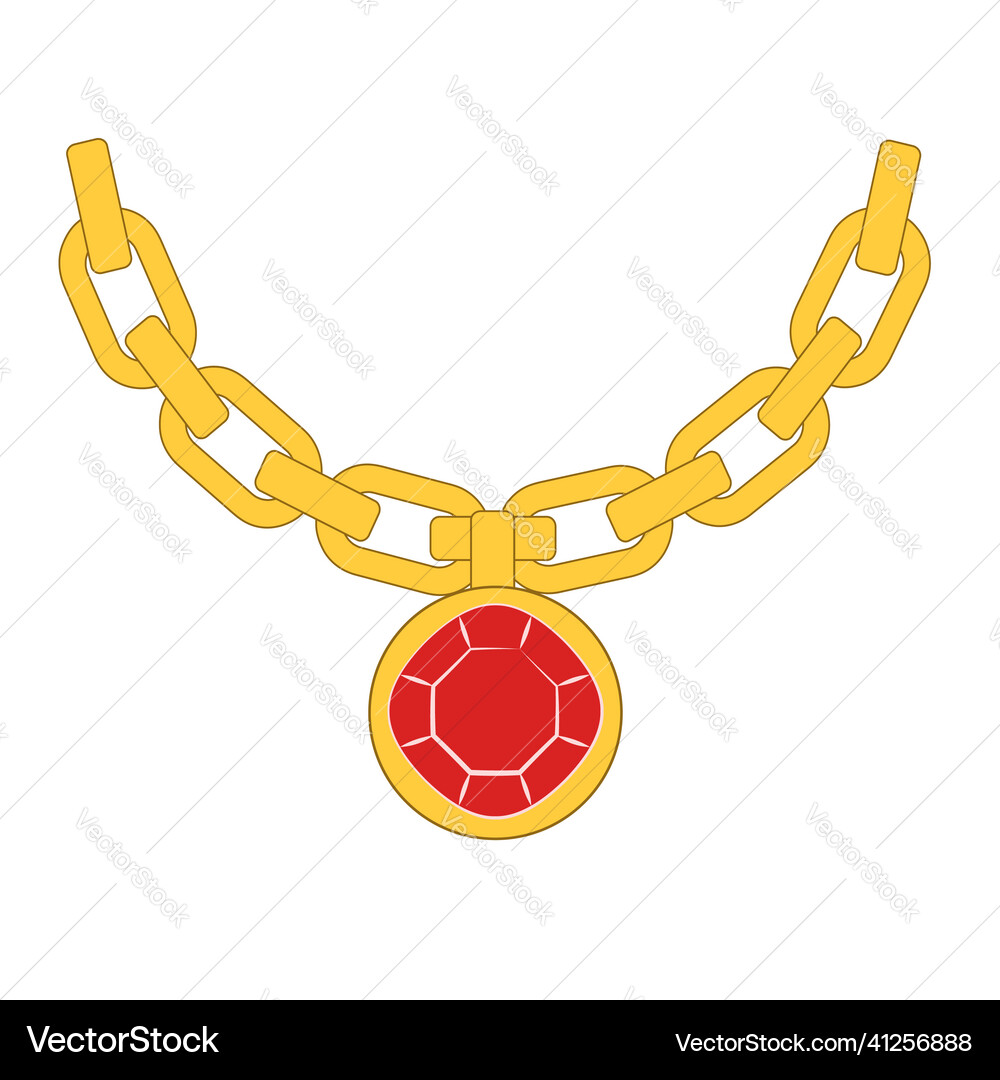 Gold chain jewel with ruby gem stone in minimal Vector Image