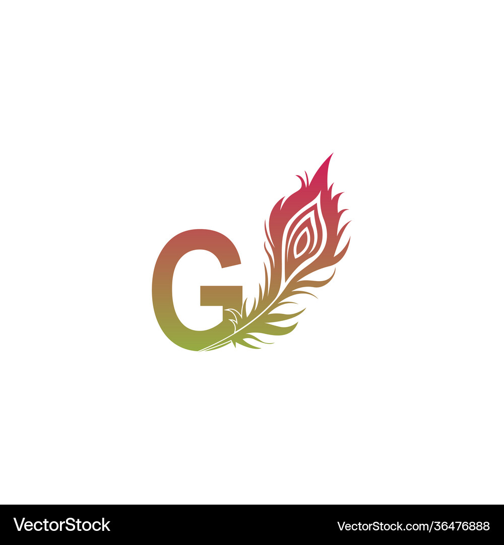 Letter g with feather logo icon design Royalty Free Vector