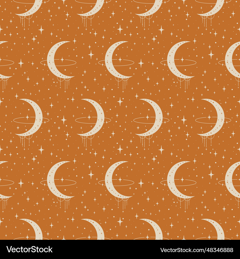 Mystical drawing of moon and outer space seamless Vector Image