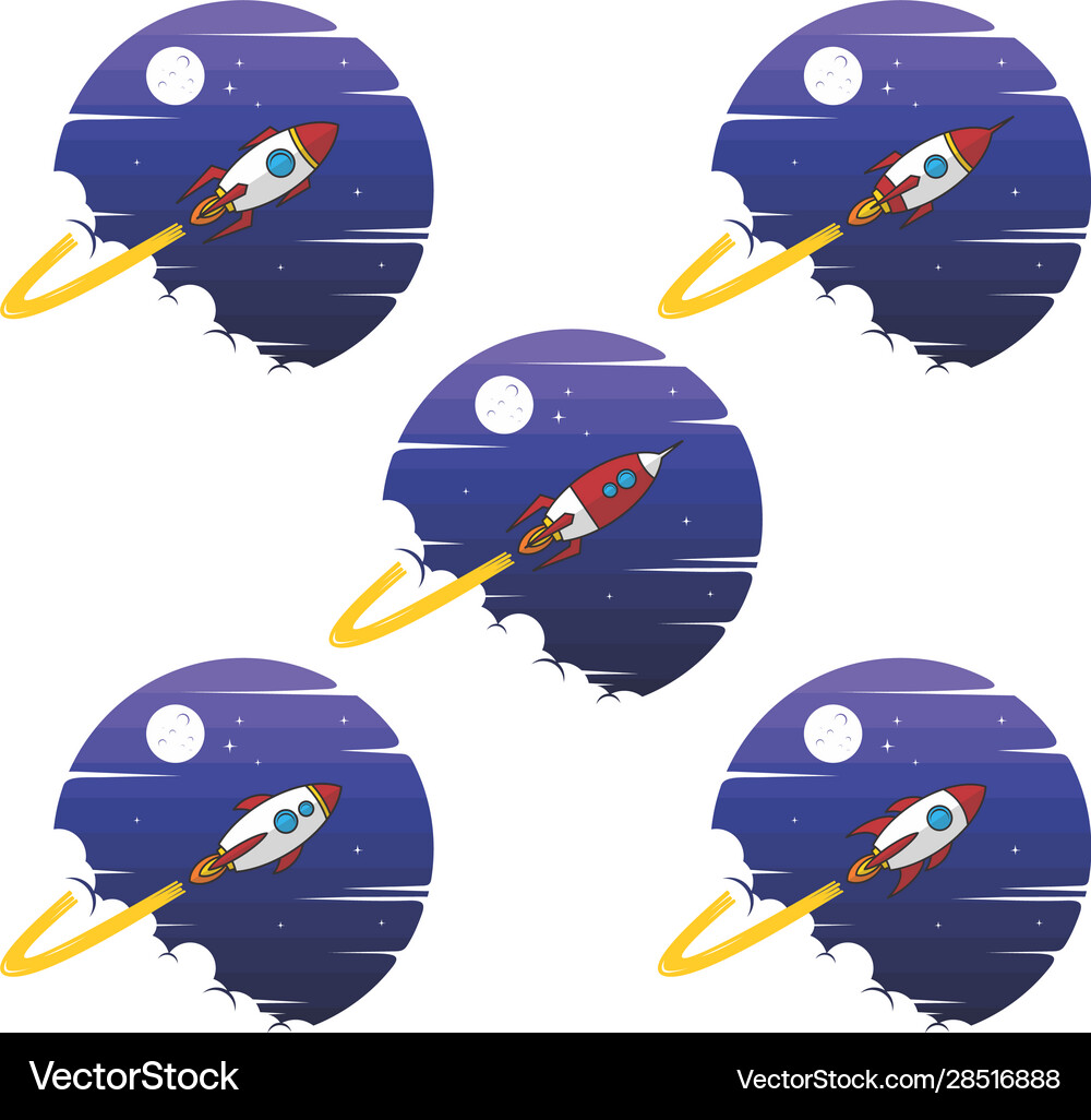 Rocket ship launch space travel sign badge label Vector Image