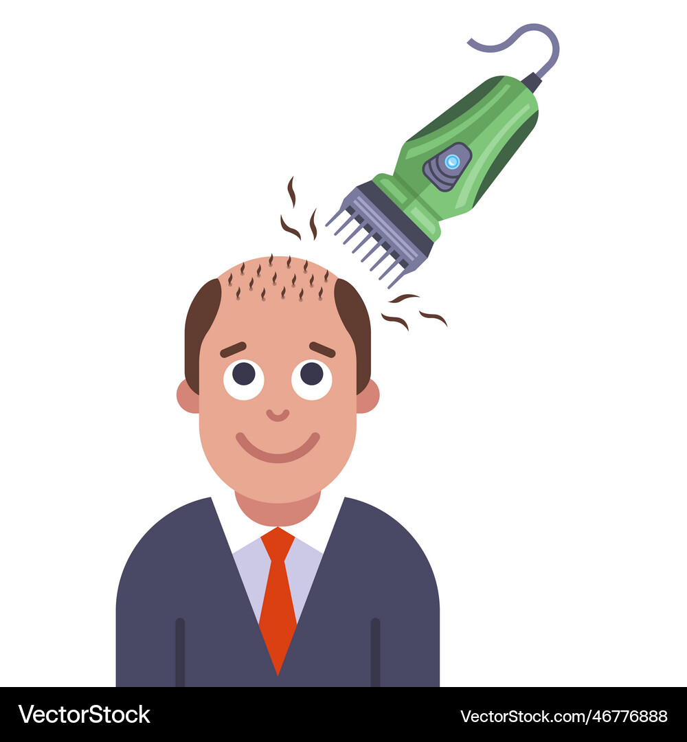 Shaving a man head with a hair clipper Royalty Free Vector