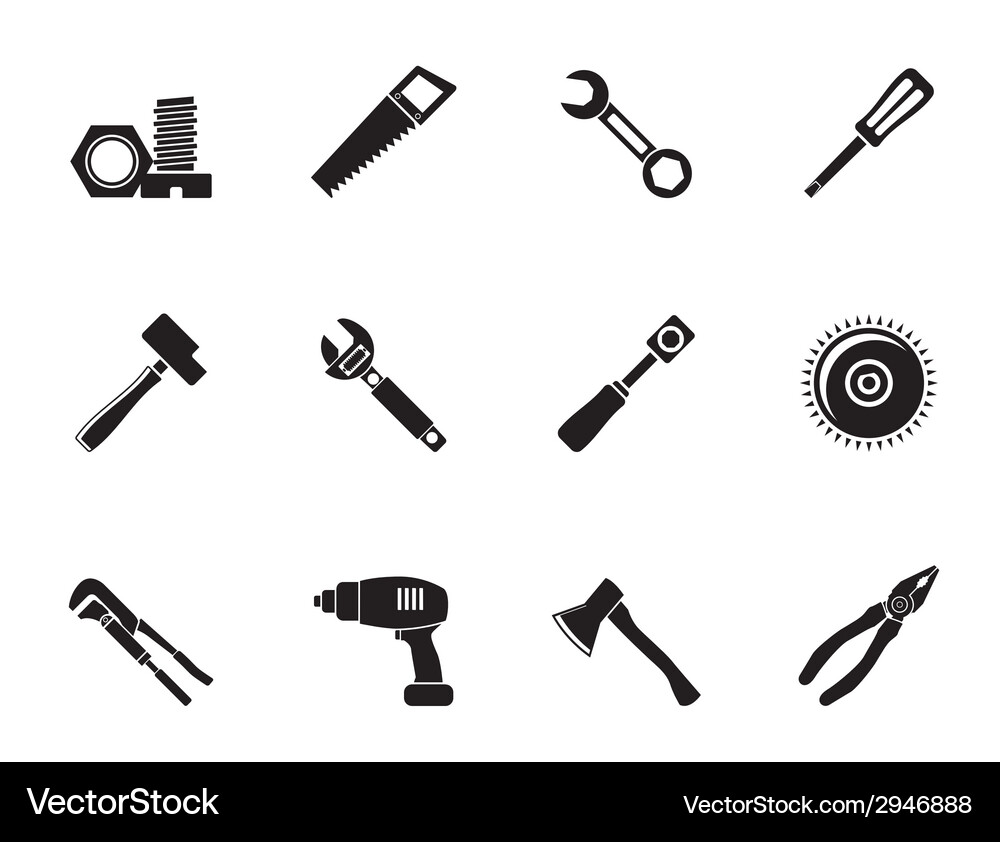 Silhouette different kind of tools icons Vector Image