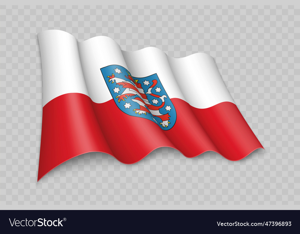 3d realistic waving flag of thuringia is a state Vector Image