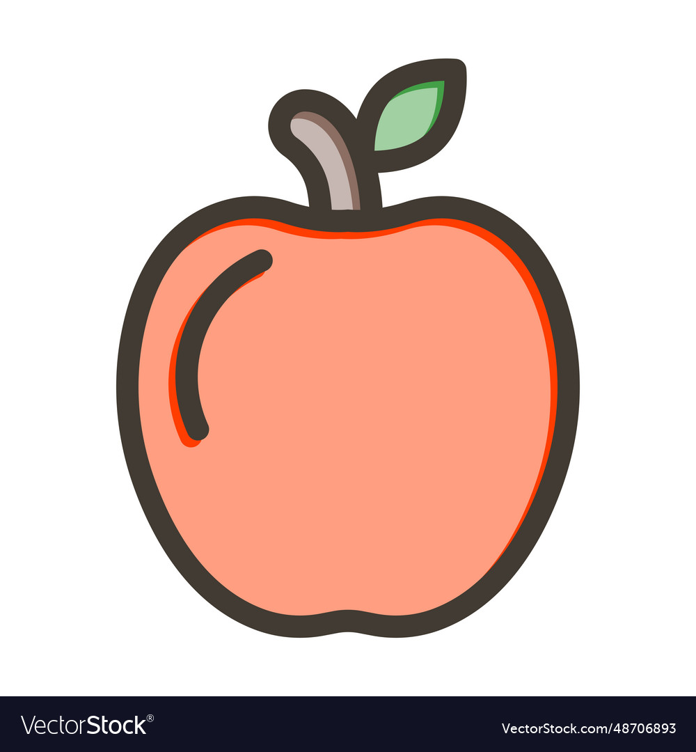 Apple thick line filled colors icon for personal Vector Image