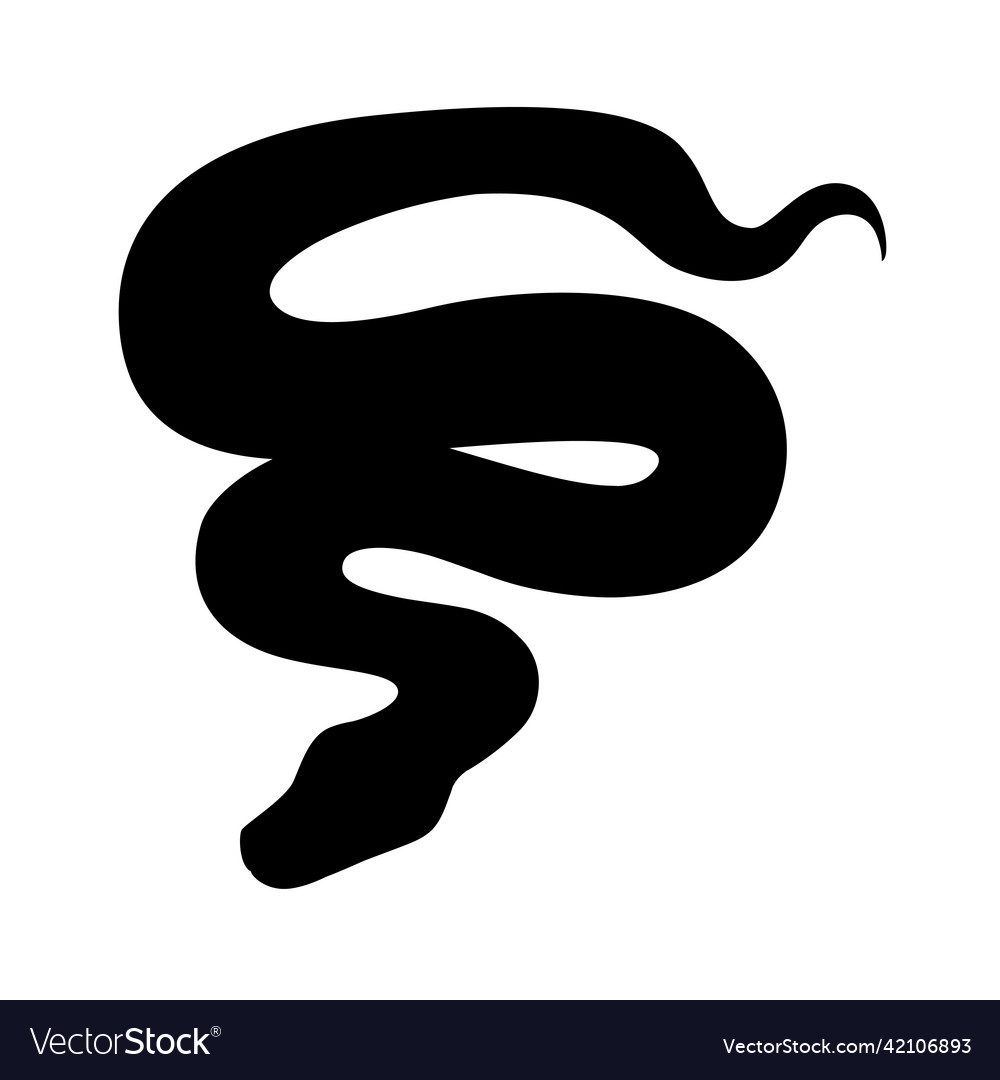 Black silhouette snake cartoon animal design flat Vector Image