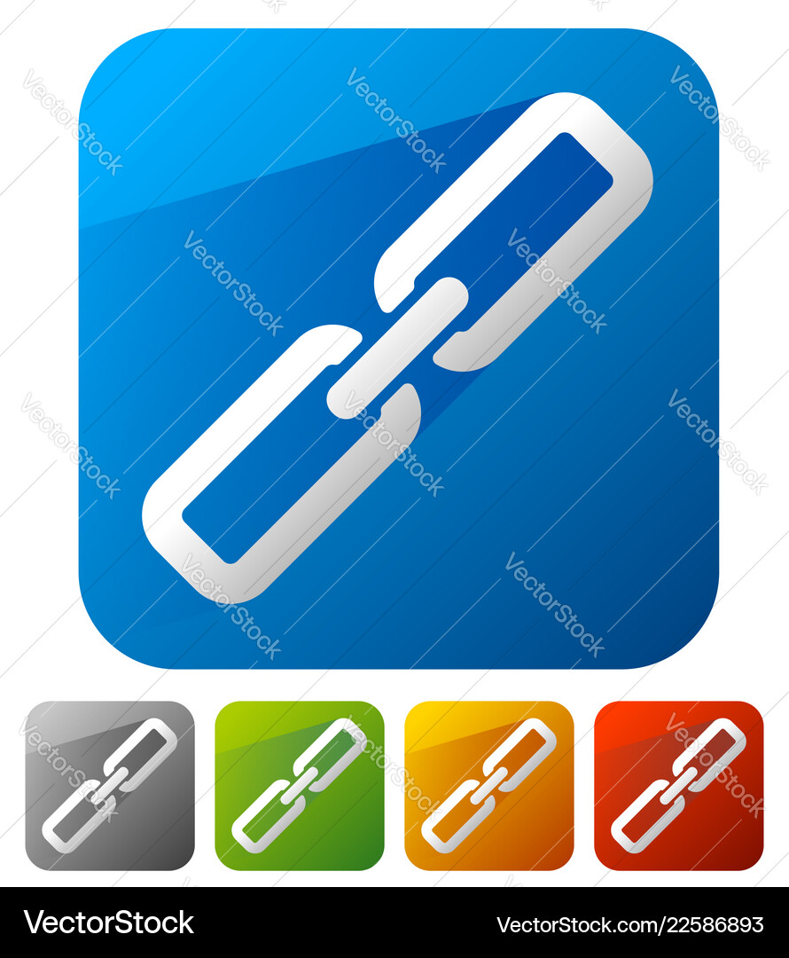 Chain link icons in 5 colors with diagonal shadow Vector Image
