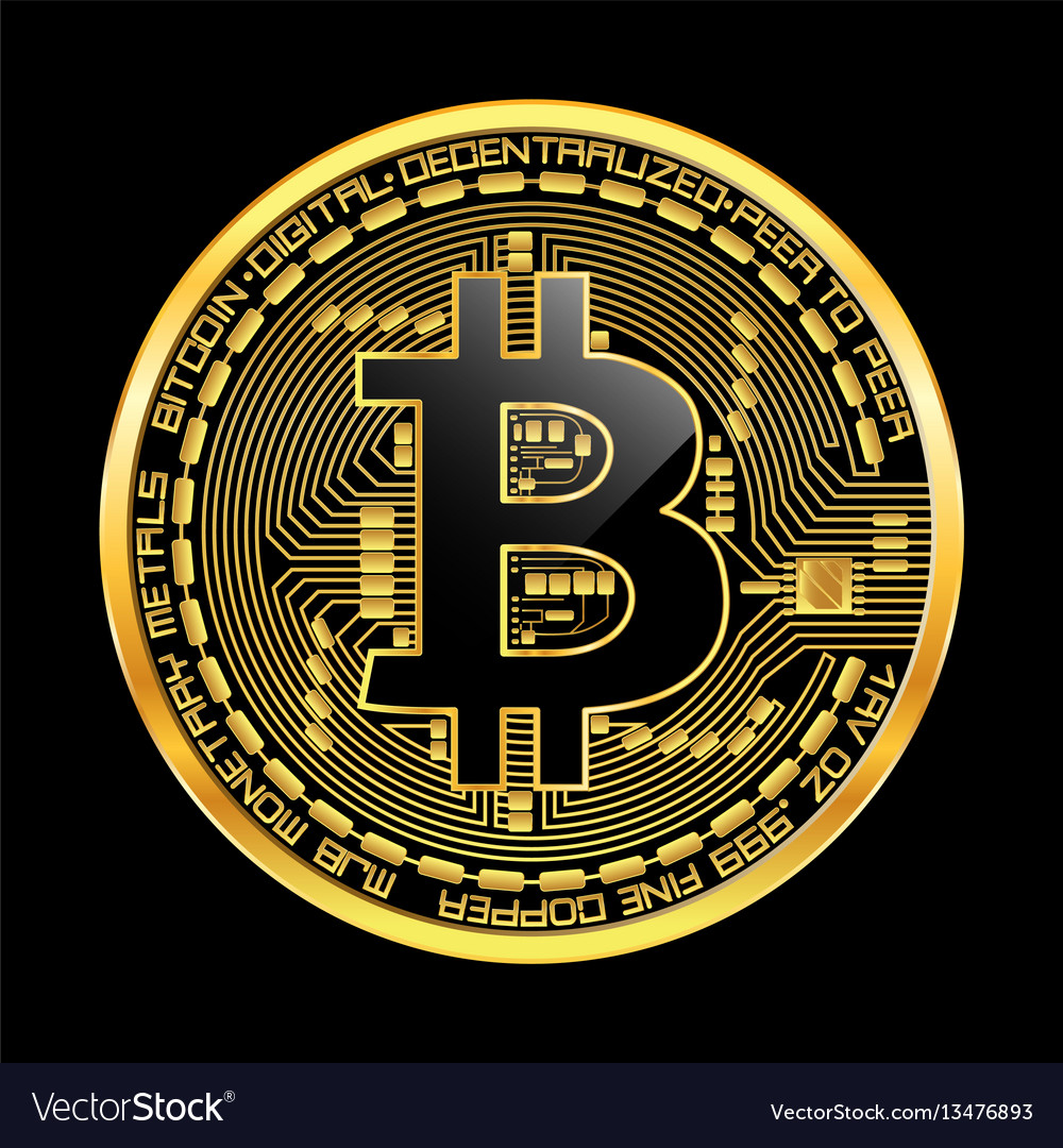 Crypto currency bitcoin golden symbol Royalty Free Vector Crypto currency bitcoin golden symbol Royalty Free Vector