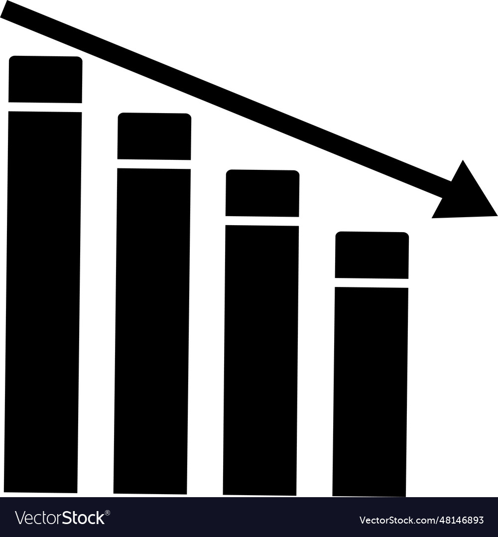 Decreasing graph flat icon linear on buttons Vector Image
