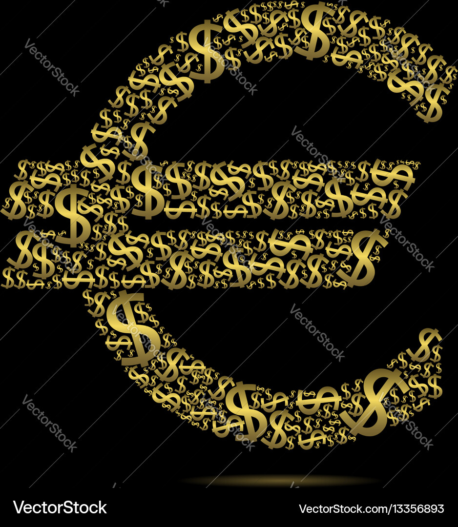 Golden euro sign Royalty Free Vector Image - VectorStock
