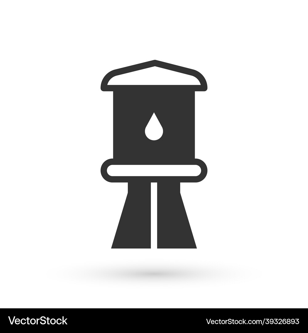 Grey water tower icon isolated on white background