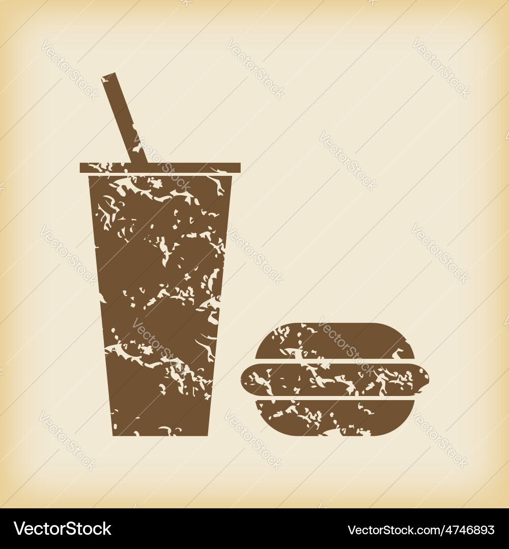 Grungy fast food icon Royalty Free Vector Image