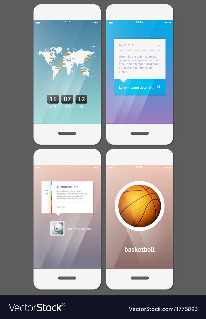 Mobile user interface template - Stock Royalty Free Vector