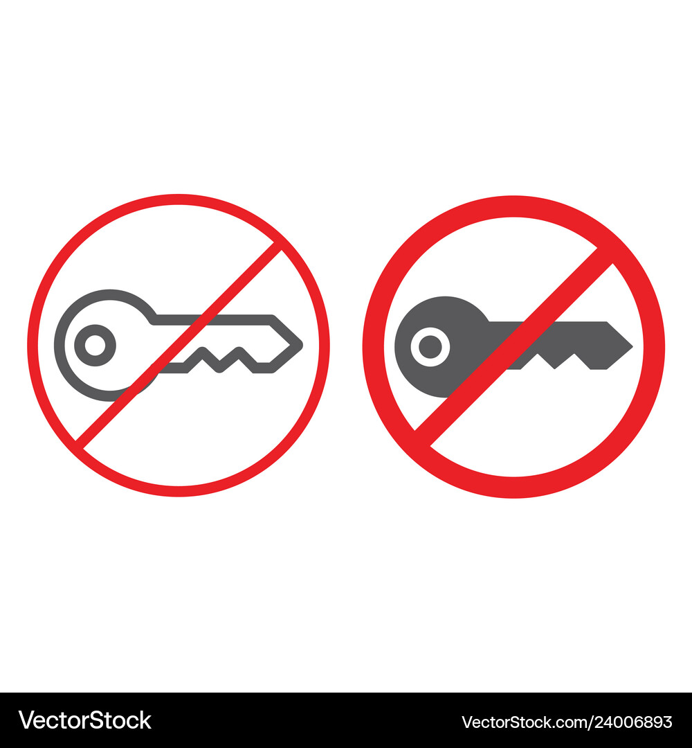 No key line and glyph icon prohibited ban Vector Image