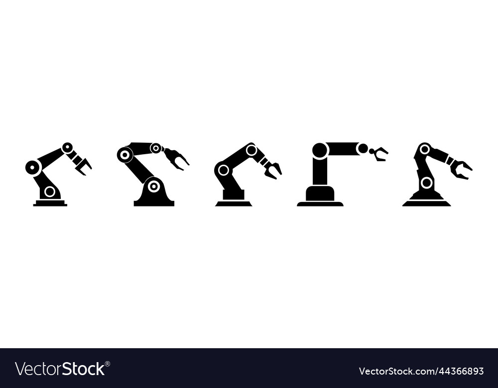 Robotic hand manipulator silhouette symbol icon Vector Image