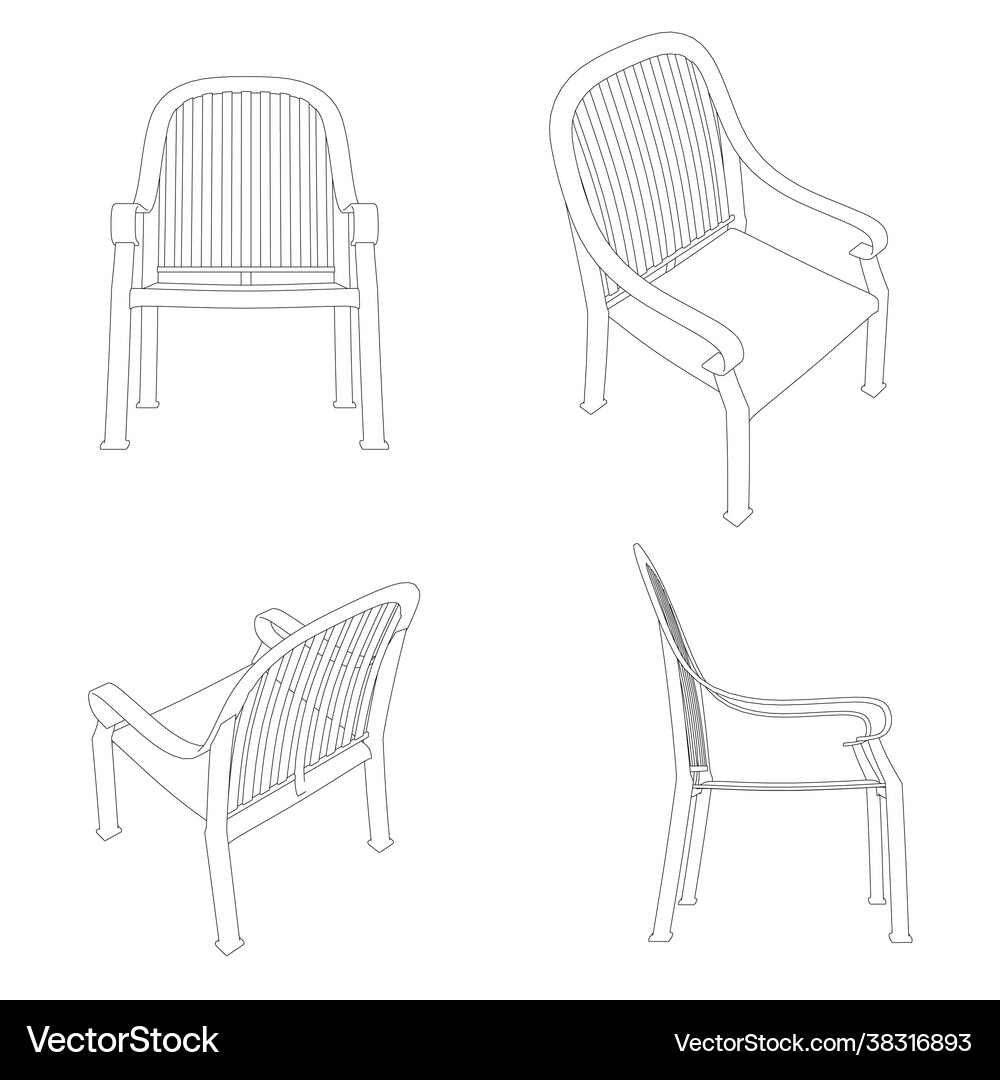 Set with outlines chairs isolated on white Vector Image