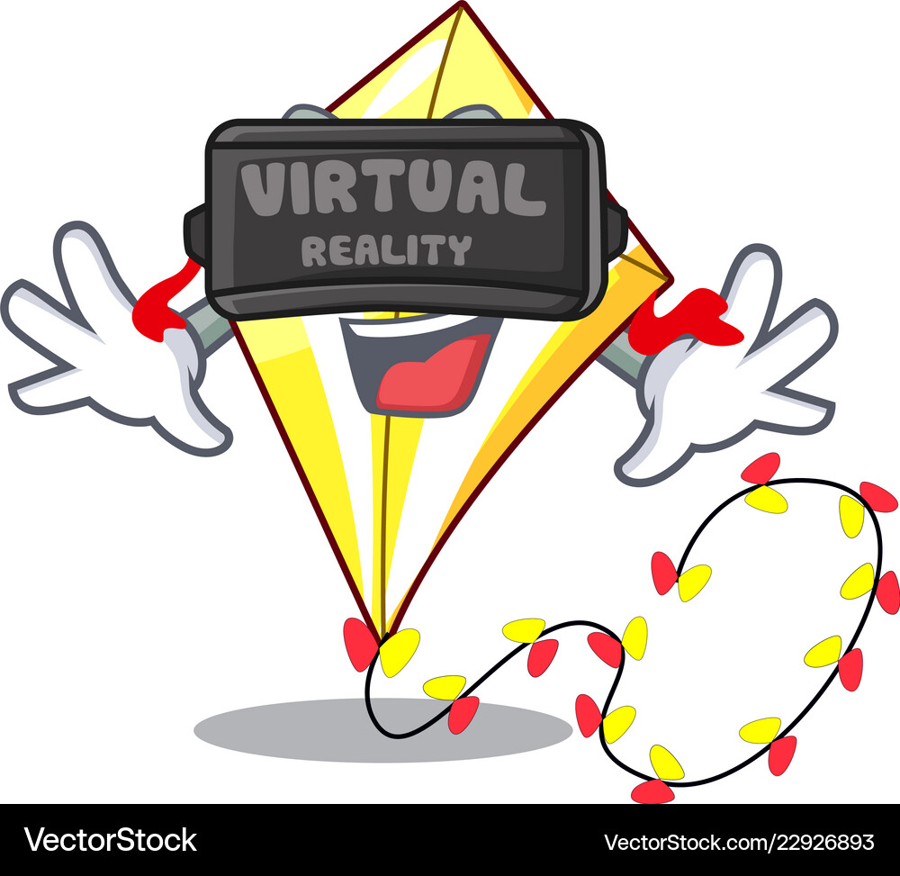 Virtual reality cute kite flying the on mascot Vector Image