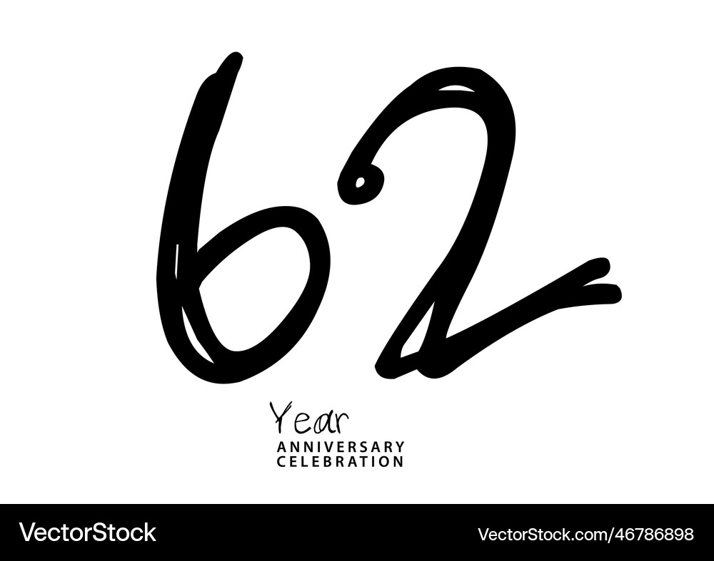 62 year anniversary celebration black color Vector Image