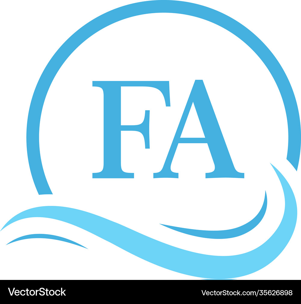 Fa lettering logo design in water wave modern Vector Image