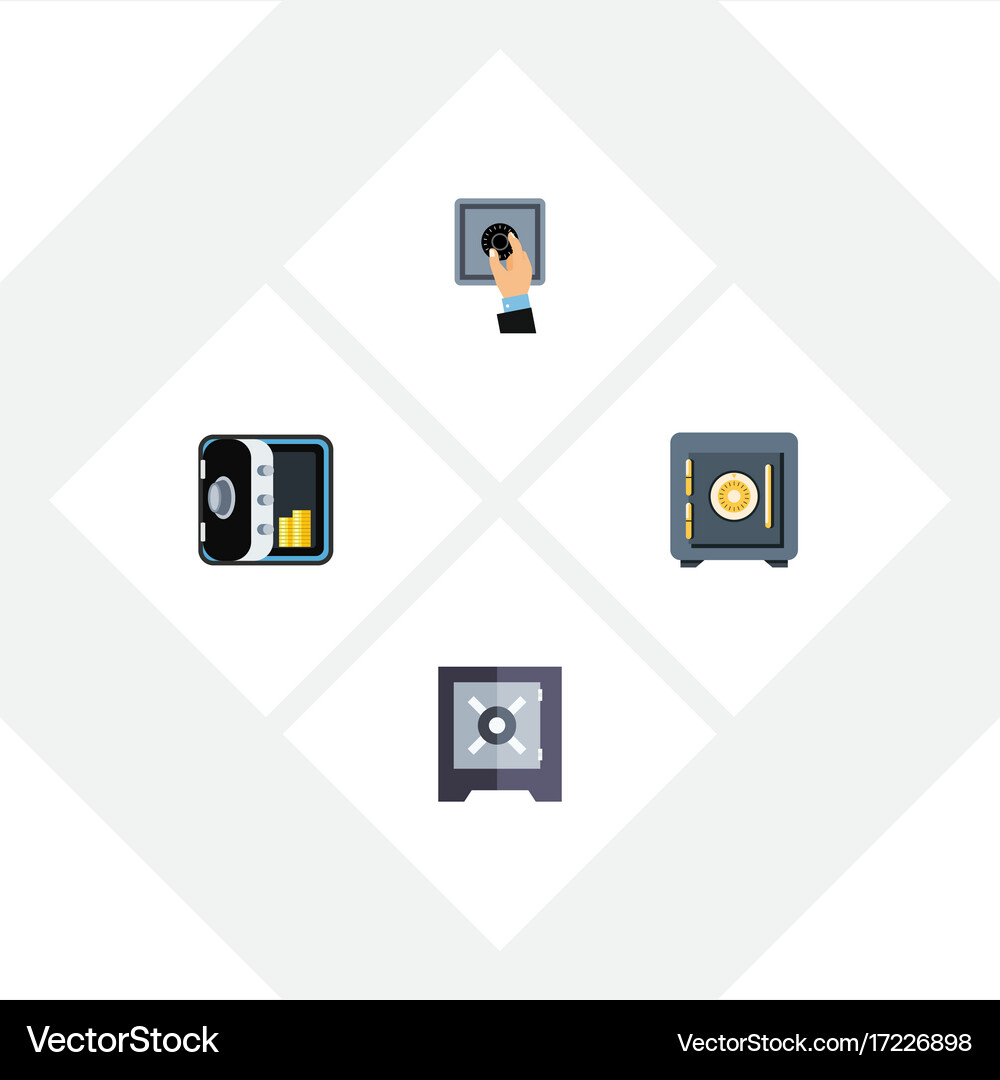 Flat icon safe set of banking saving protection Vector Image