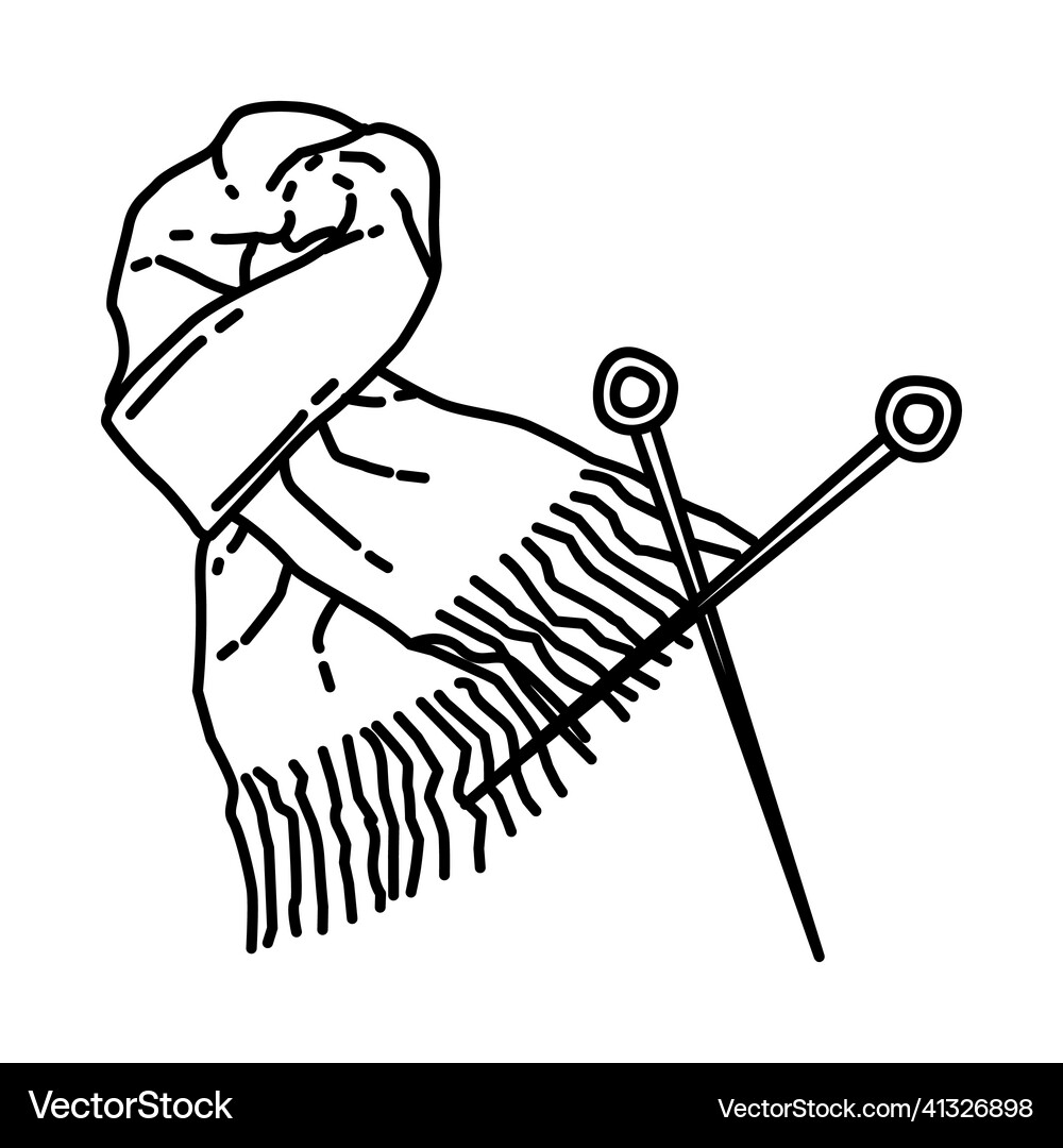 Knit a scarf or hat icon doodle hand drawn Vector Image