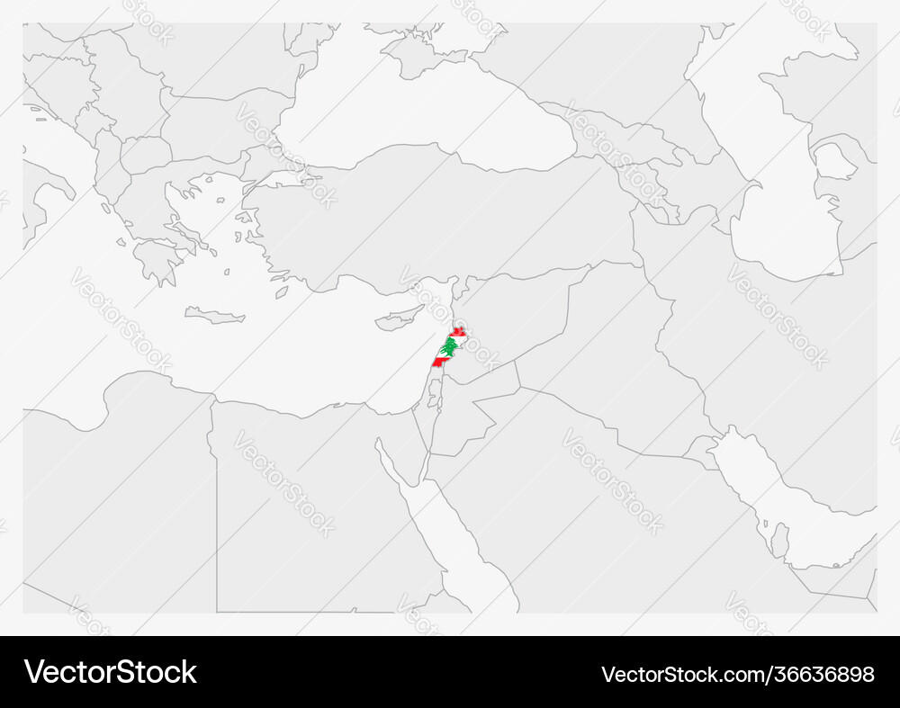 Lebanon map highlighted in flag colors Royalty Free Vector