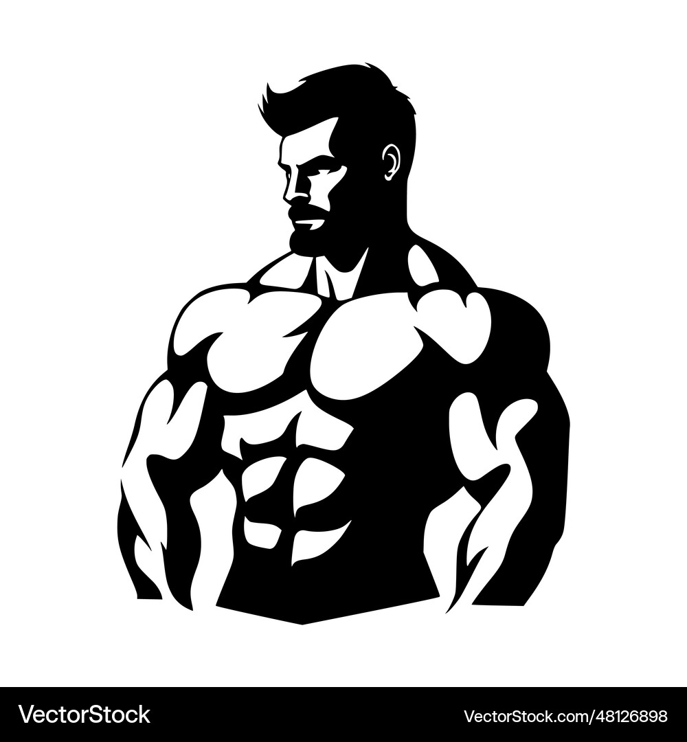 Muscle man bodybuilder sport logo Royalty Free Vector Image
