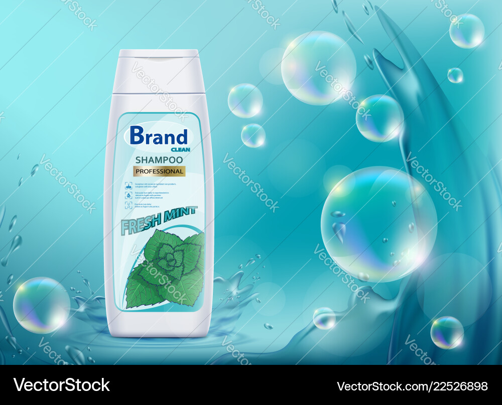 Packing a bottle with hair shampoo Royalty Free Vector Image