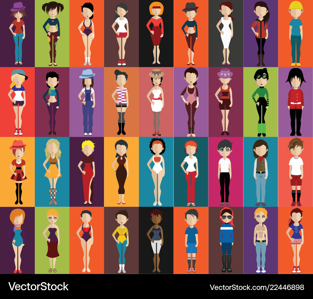 People avatar with full body and torso variations Vector Image