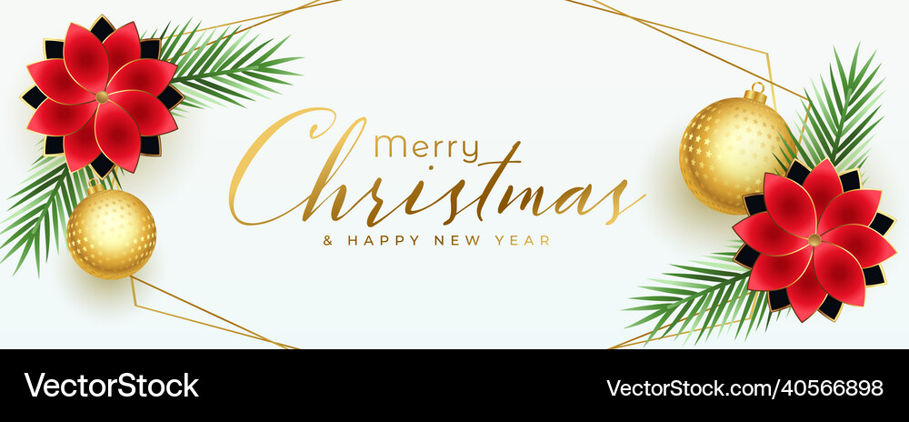 Realistic flower christmas decoration web banner Vector Image