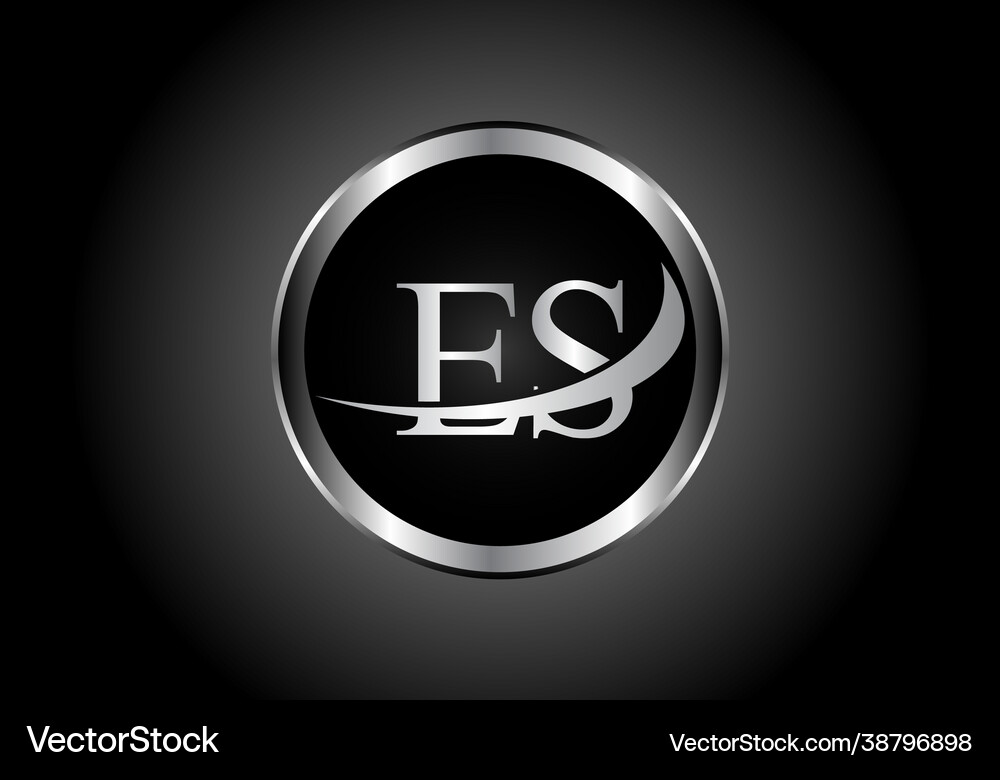 Silver letter es metal combination alphabet logo Vector Image
