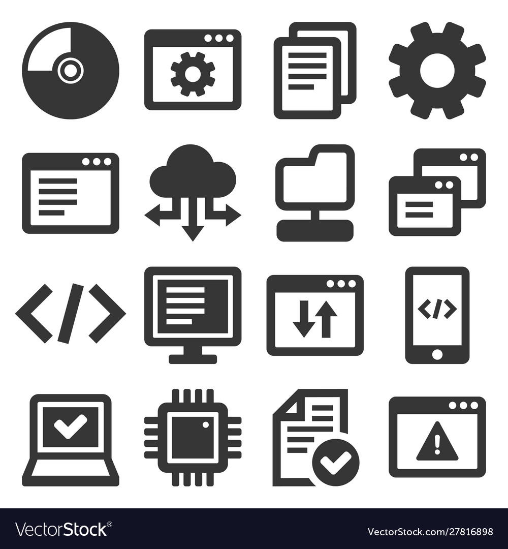 Software And Hardware Programing Icons Set Vector Image