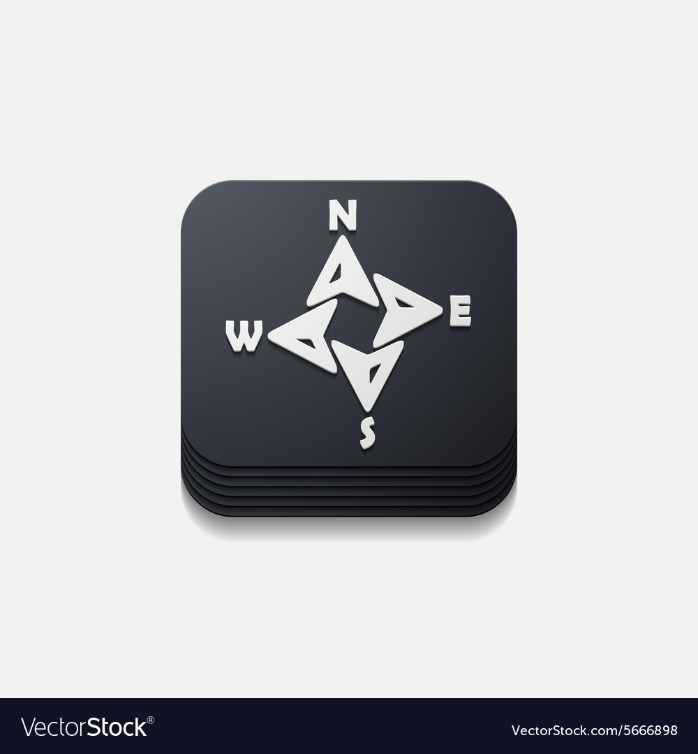 Square button compass Royalty Free Vector Image