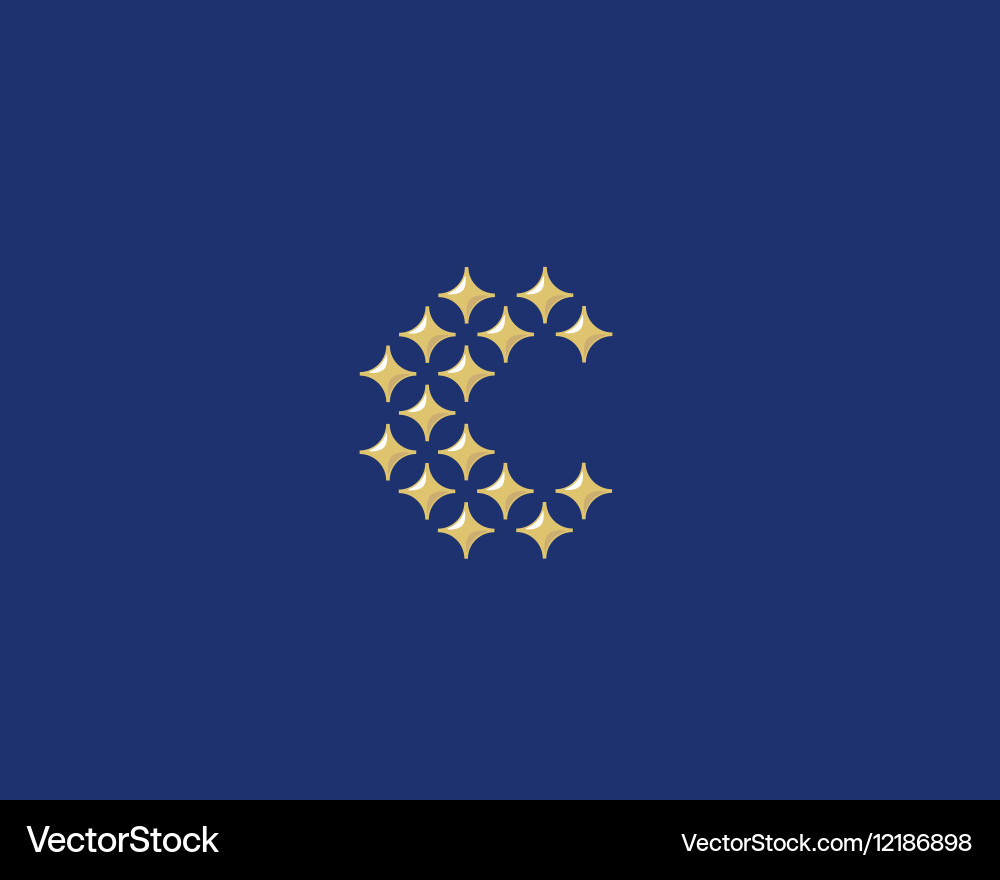 Stars letter c logotype luxury abc icon Royalty Free Vector