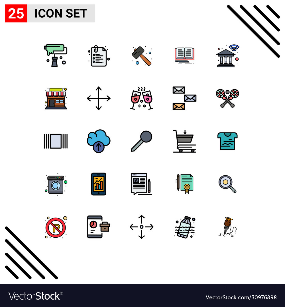 Stock icon pack 25 line signs and symbols for Vector Image